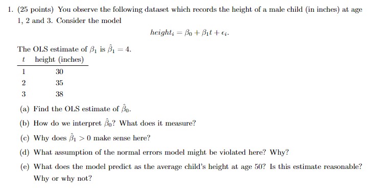 Solved (25 ﻿points) ﻿You observe the following dataset which | Chegg.com