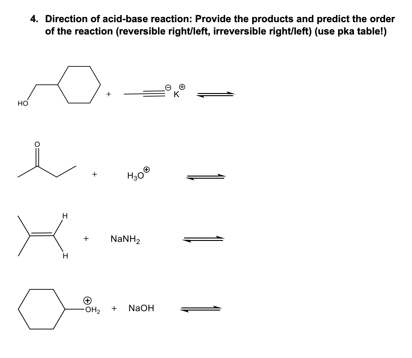 Solved 4. Direction of acid-base reaction: Provide the | Chegg.com