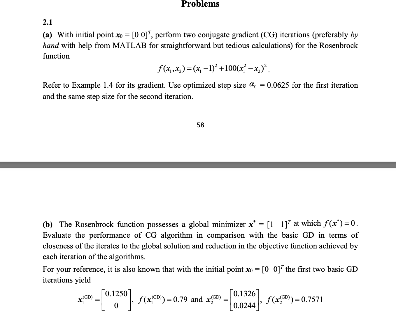 (a) With initial point x0=[00]T, perform two | Chegg.com
