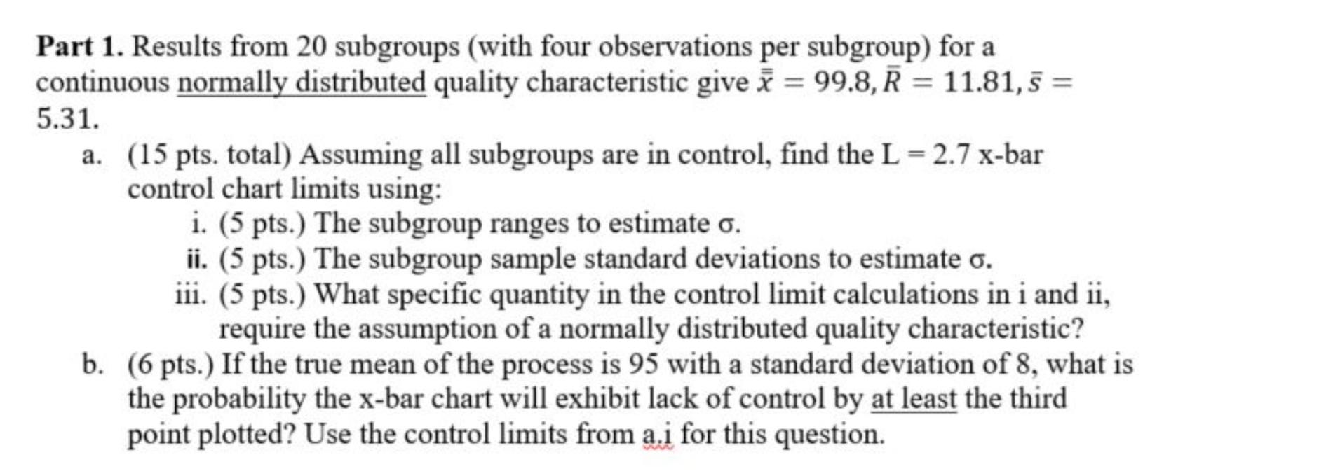 Part 1. Results from 20 subgroups (with four | Chegg.com