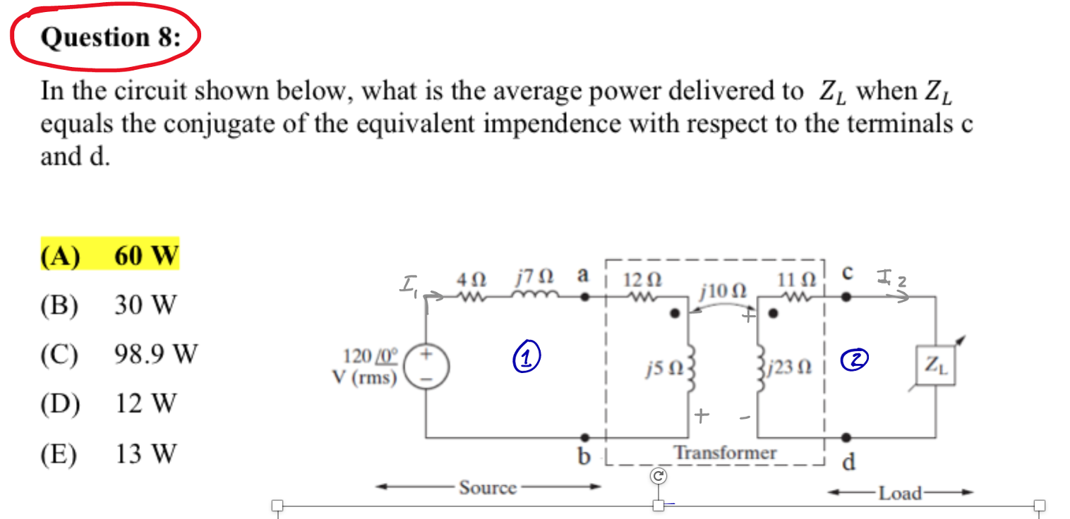 Solved In the circuit shown below, what is the average power | Chegg.com