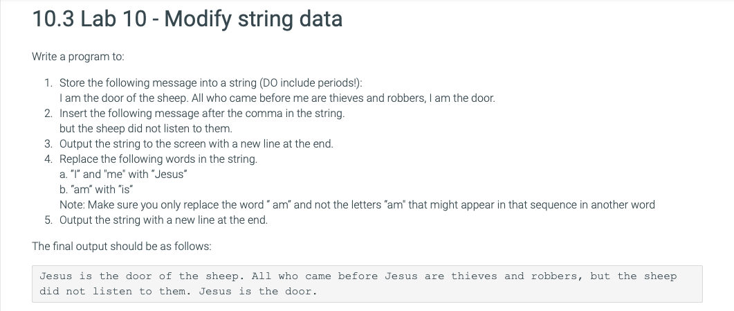 Solved 10 3 Lab 10 Modify String Data Write A Program To