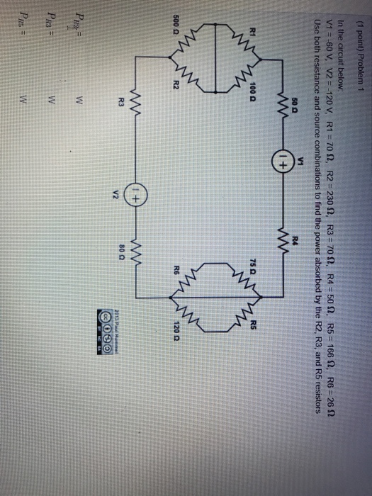 Solved (1 point) Problem 1 In the circuit below Use both | Chegg.com