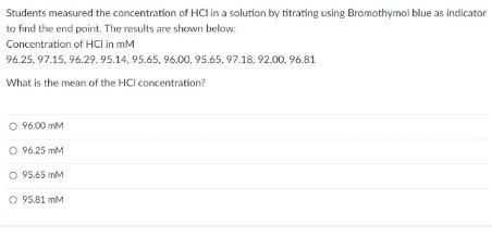 Solved Students measured the concentration of HCI In a | Chegg.com