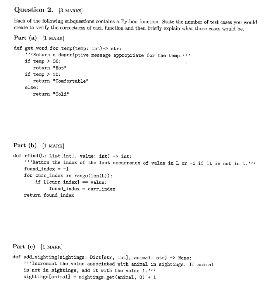 Solved Question 2. [3 MARKS] Each of the following | Chegg.com