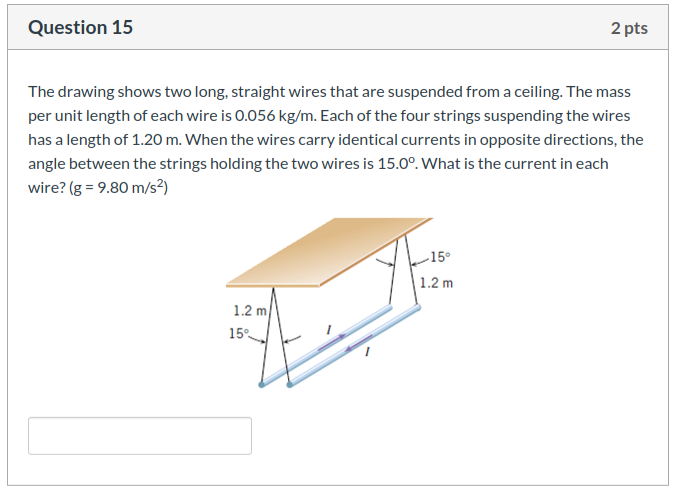 Solved Question 15 2 pts The drawing shows two long, | Chegg.com