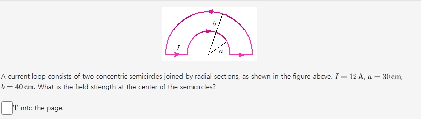 Solved A current loop consists of two concentric semicircles | Chegg.com