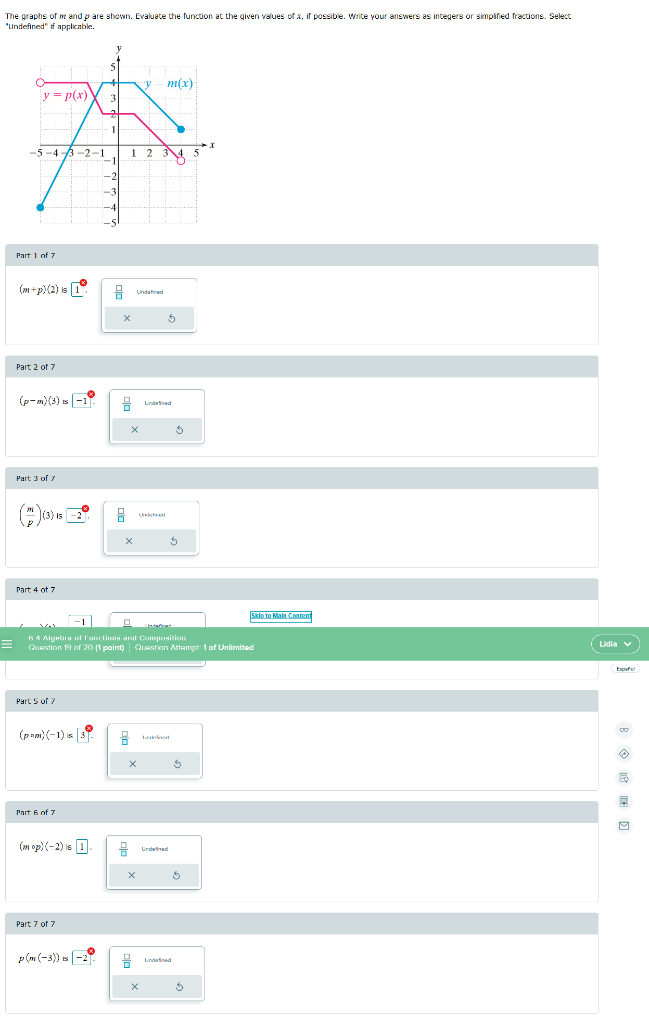 Solved The graphs of mand p are shown. Evaluate the function | Chegg.com