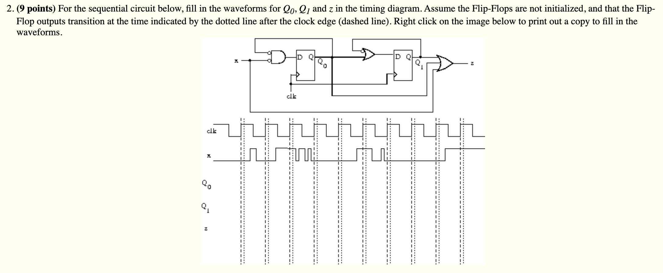 Solved (9 points) For the sequential circuit below, fill in | Chegg.com