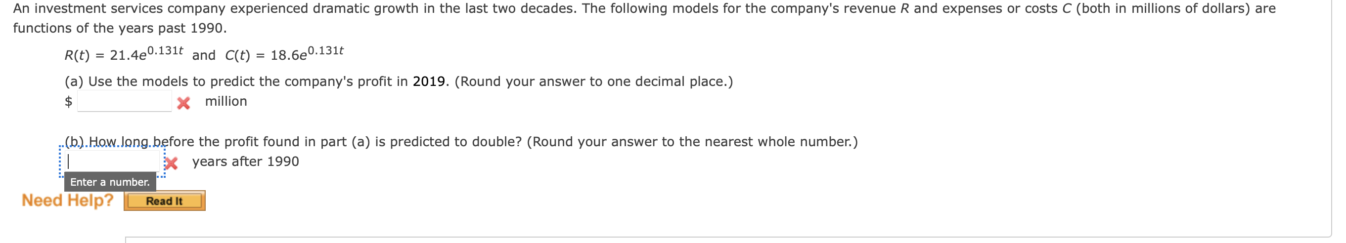 Solved functions of the years past 1990 . R(t)=21.4e0.131t | Chegg.com
