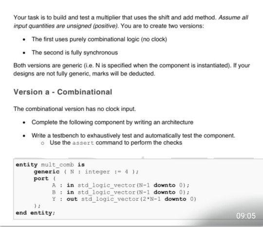 2. VHDL Task 02 - N-bit binary multiplier Your task | Chegg.com