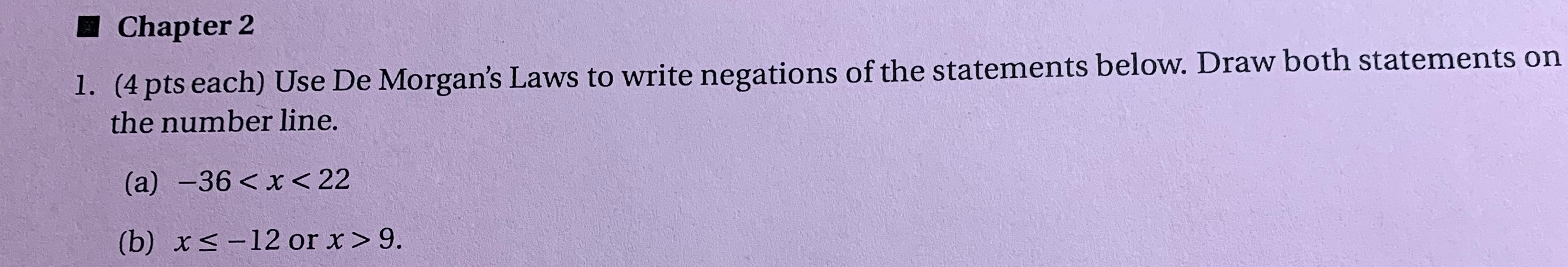 Solved Chapter 2 1. (4 pts each) Use De Morgan's Laws to | Chegg.com