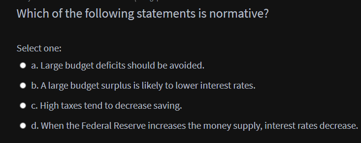 Solved Which of the following statements is normative? | Chegg.com