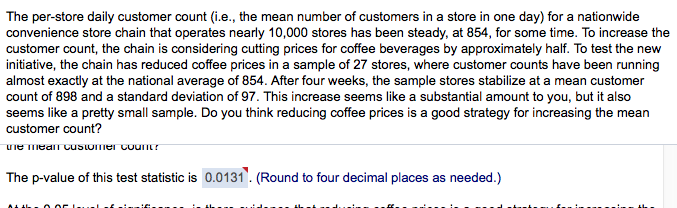 Solved The per-store daily customer count (i.e., the mean | Chegg.com