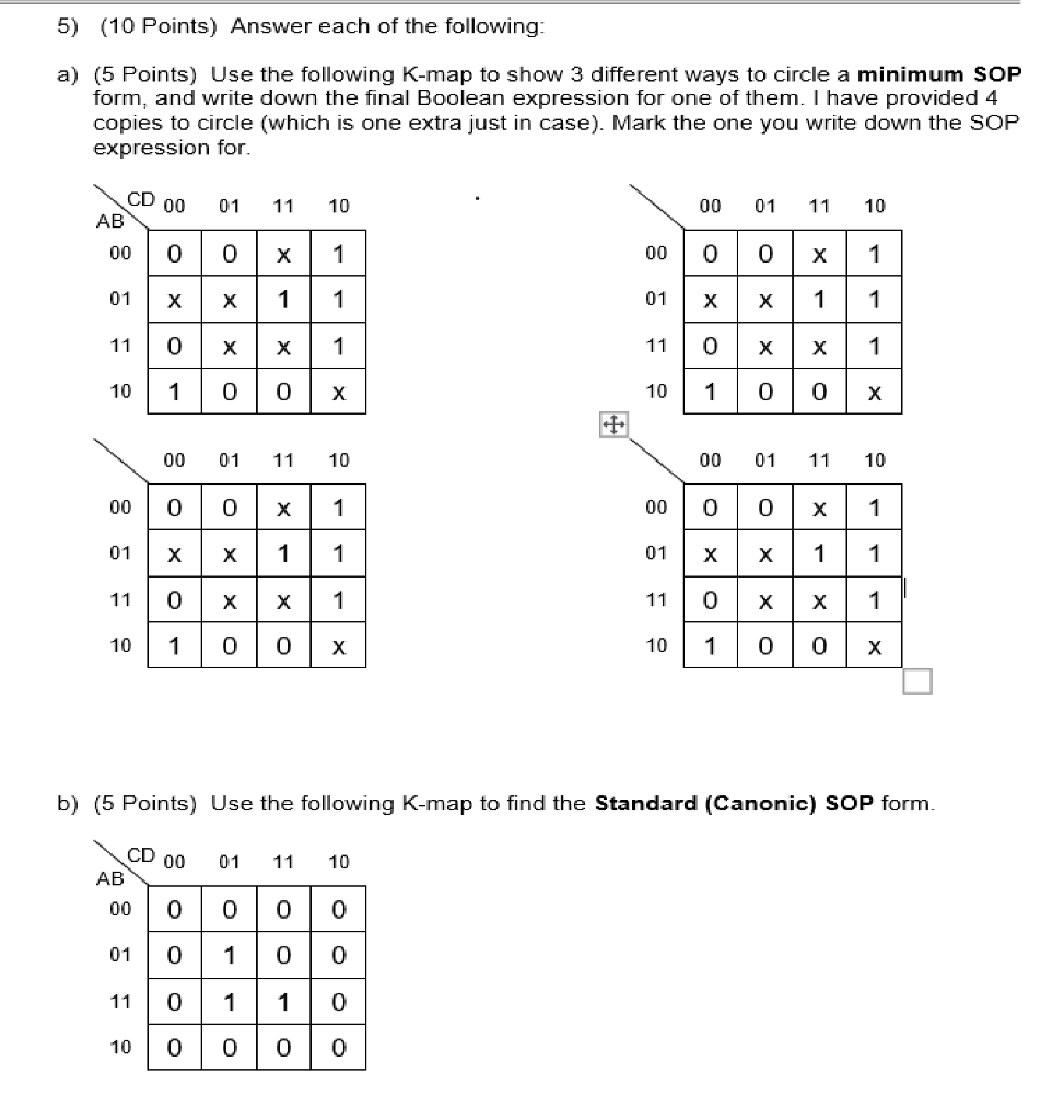 Solved 5) (10 Points) Answer each of the following: a) (5 | Chegg.com