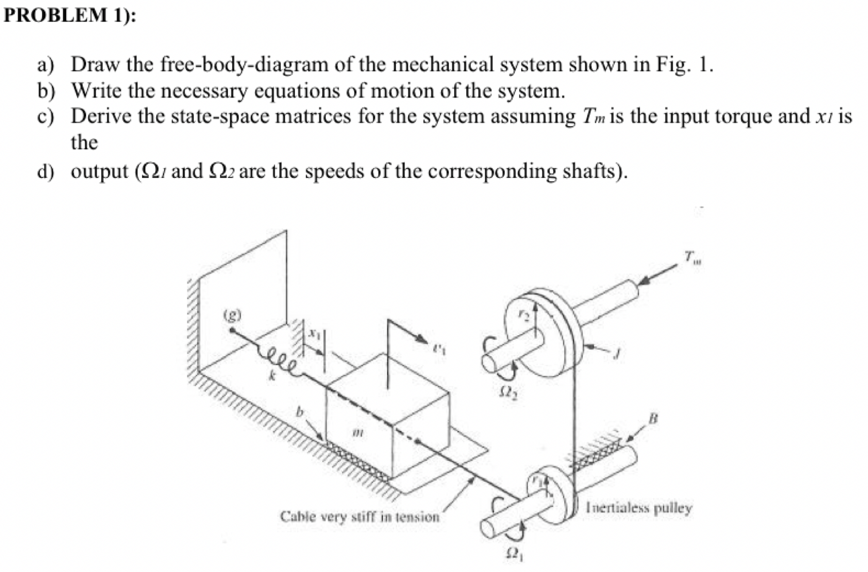 Solved a) Draw the free-body-diagram of the mechanical | Chegg.com