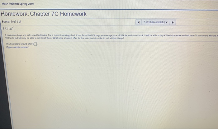 Solved Math 1060 041 Spring 2019 Homework: Chapter 7C | Chegg.com