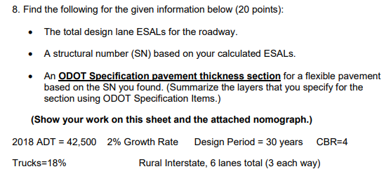 8. Find the following for the given information below | Chegg.com