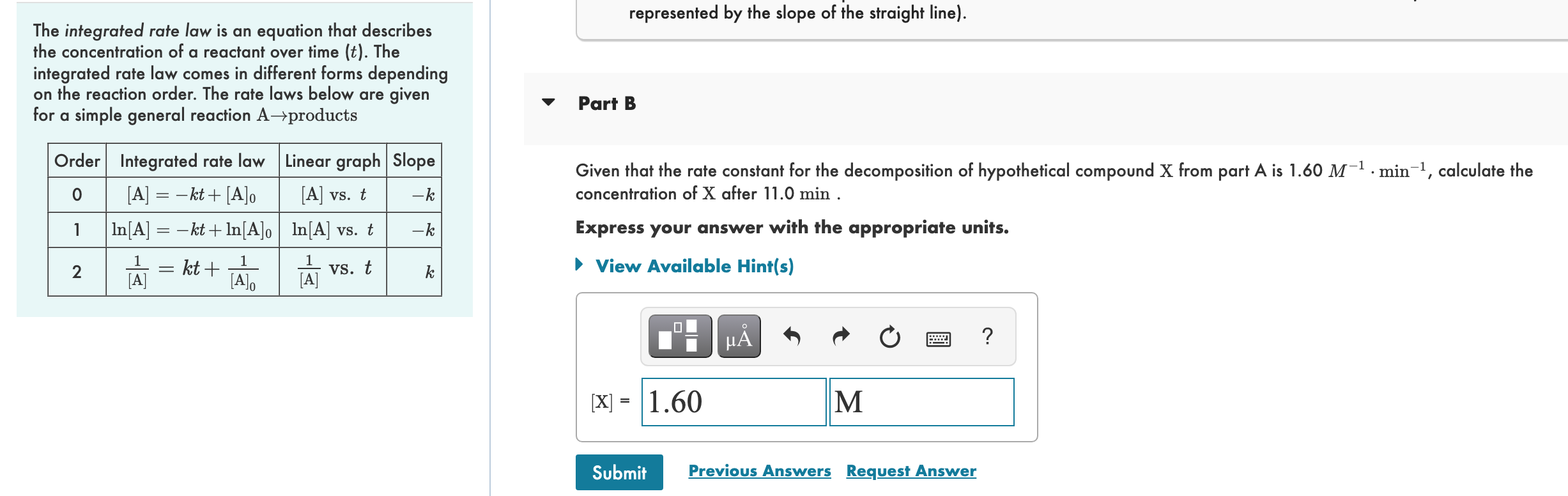 Solved Write the integrated rate law for the reaction. The | Chegg.com