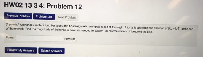 Solved HW02 13 3 4: Problem 12 Previous Problem Problem List | Chegg.com