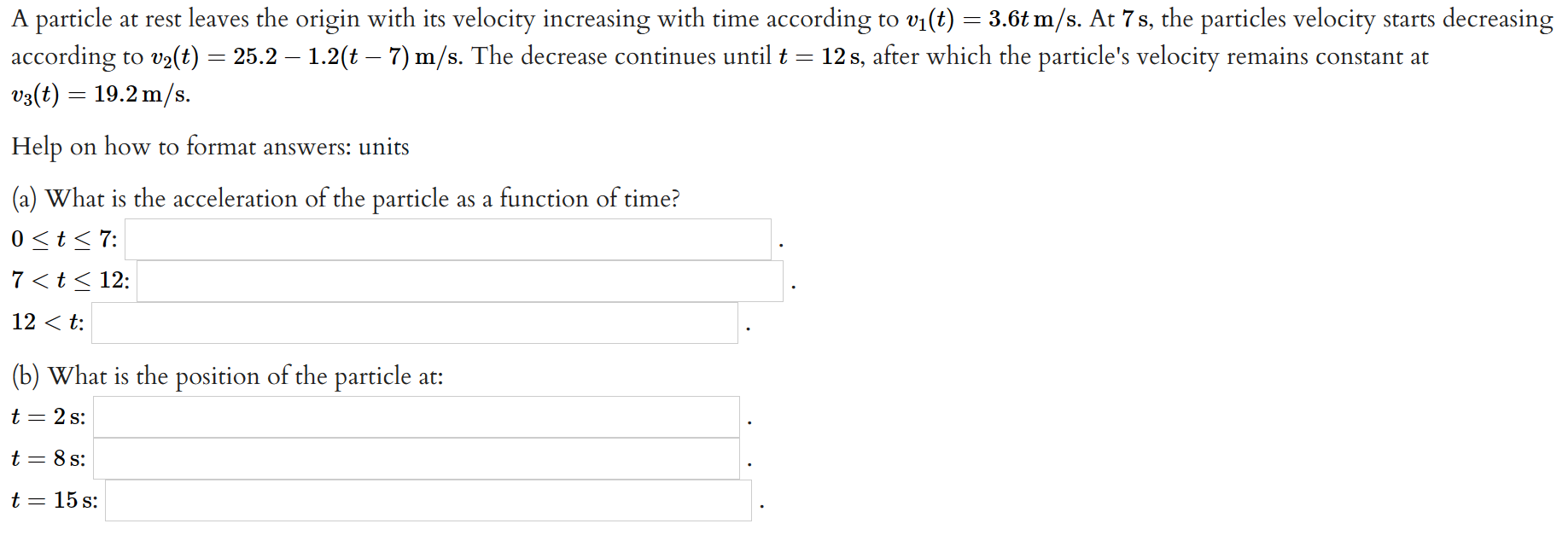A particle at rest leaves the origin with its | Chegg.com
