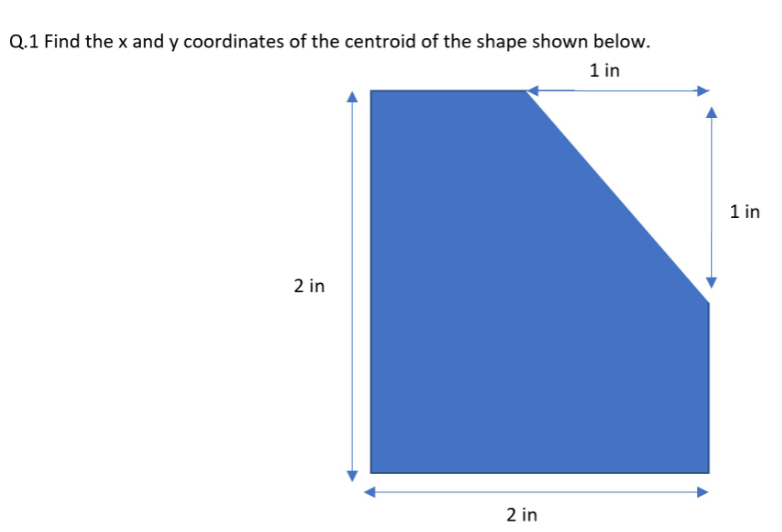 Solved Q.1 Find the x and y coordinates of the centroid of | Chegg.com