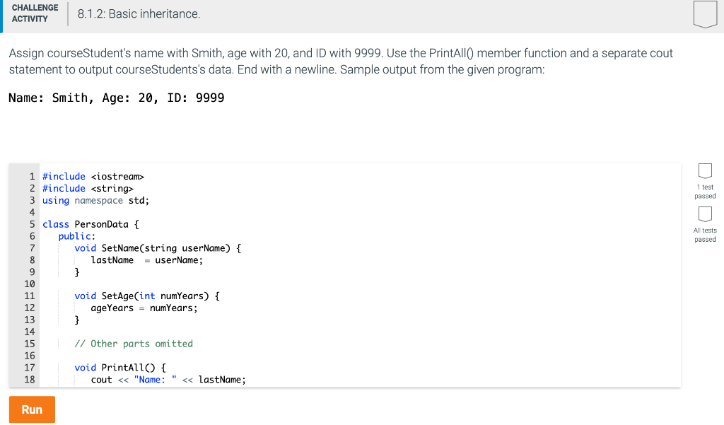 Solved Challenge Activity 812 Basic Inheritance Assign 