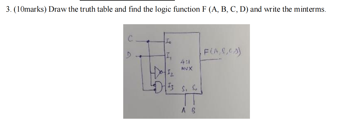 Solved 3. (10marks) ﻿Draw the truth table and find the logic | Chegg.com