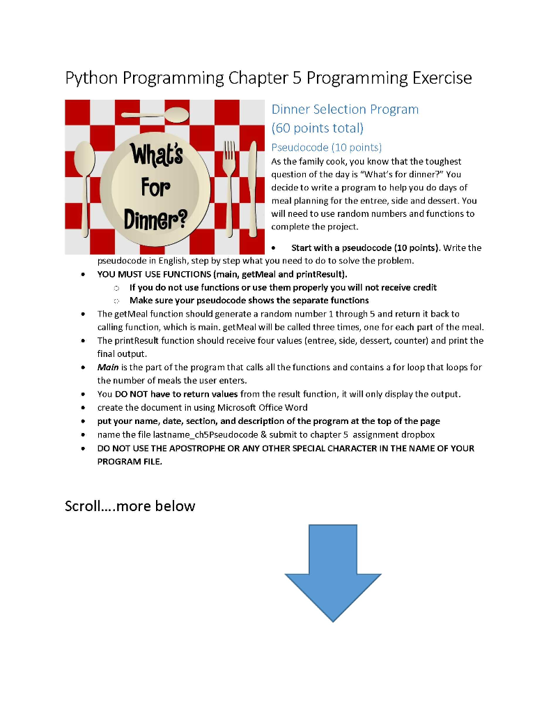 Python Programming Chapter 5 Programming Exercise | Chegg.com