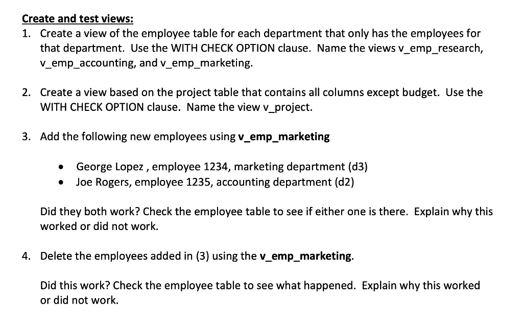Solved Database Design and Implementation USING SQL | Chegg.com