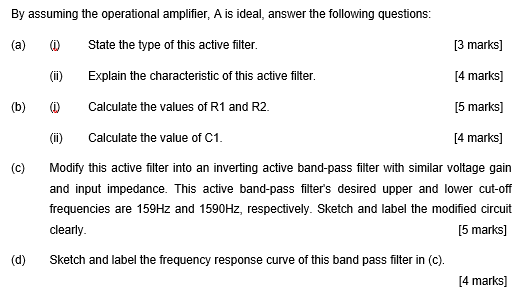 Solved ANALOG ELECTRONICS QUESTION 2 (25 marks) An active | Chegg.com