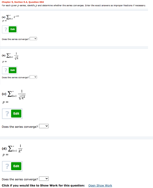 Solved Chapter 9, Section 9.4, Question 004 For each given | Chegg.com