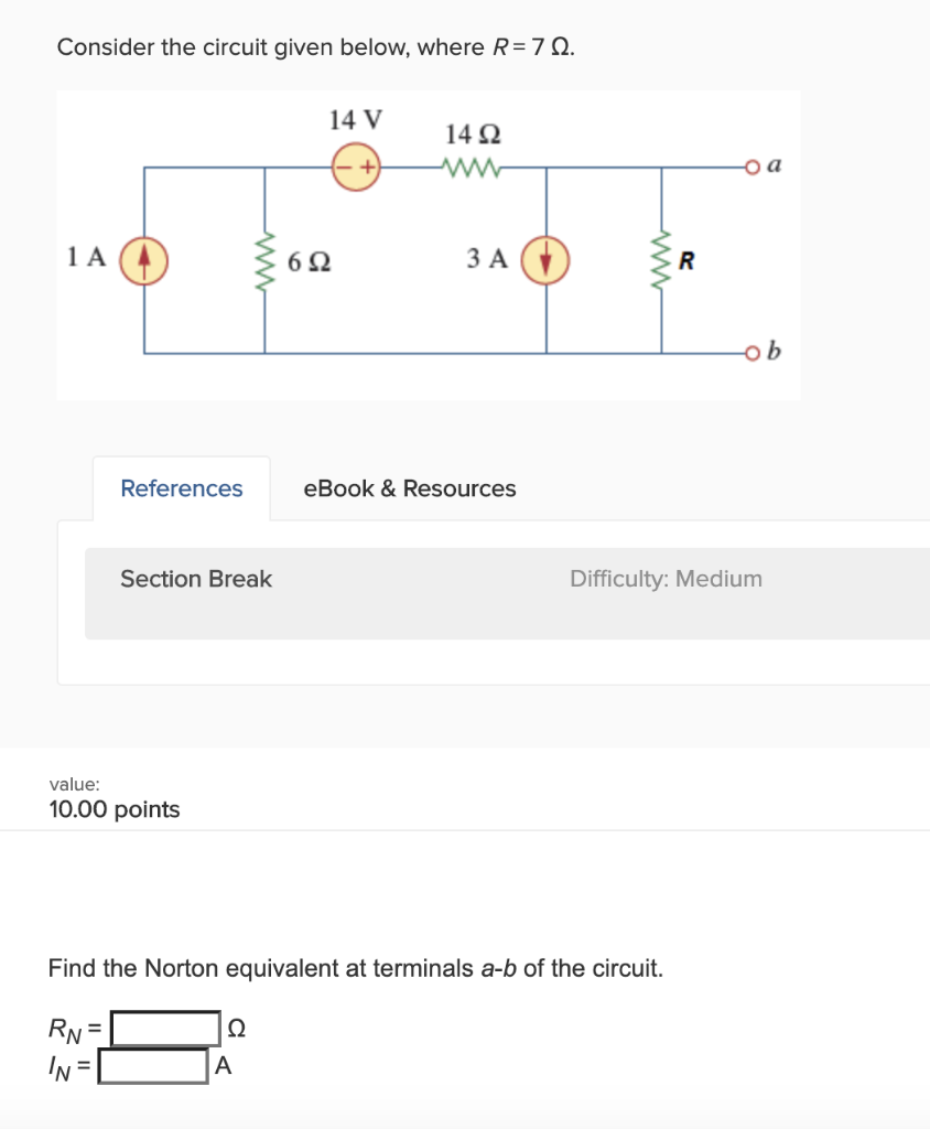 Solved Consider the circuit given below, where R= 7 12. 14 V | Chegg.com