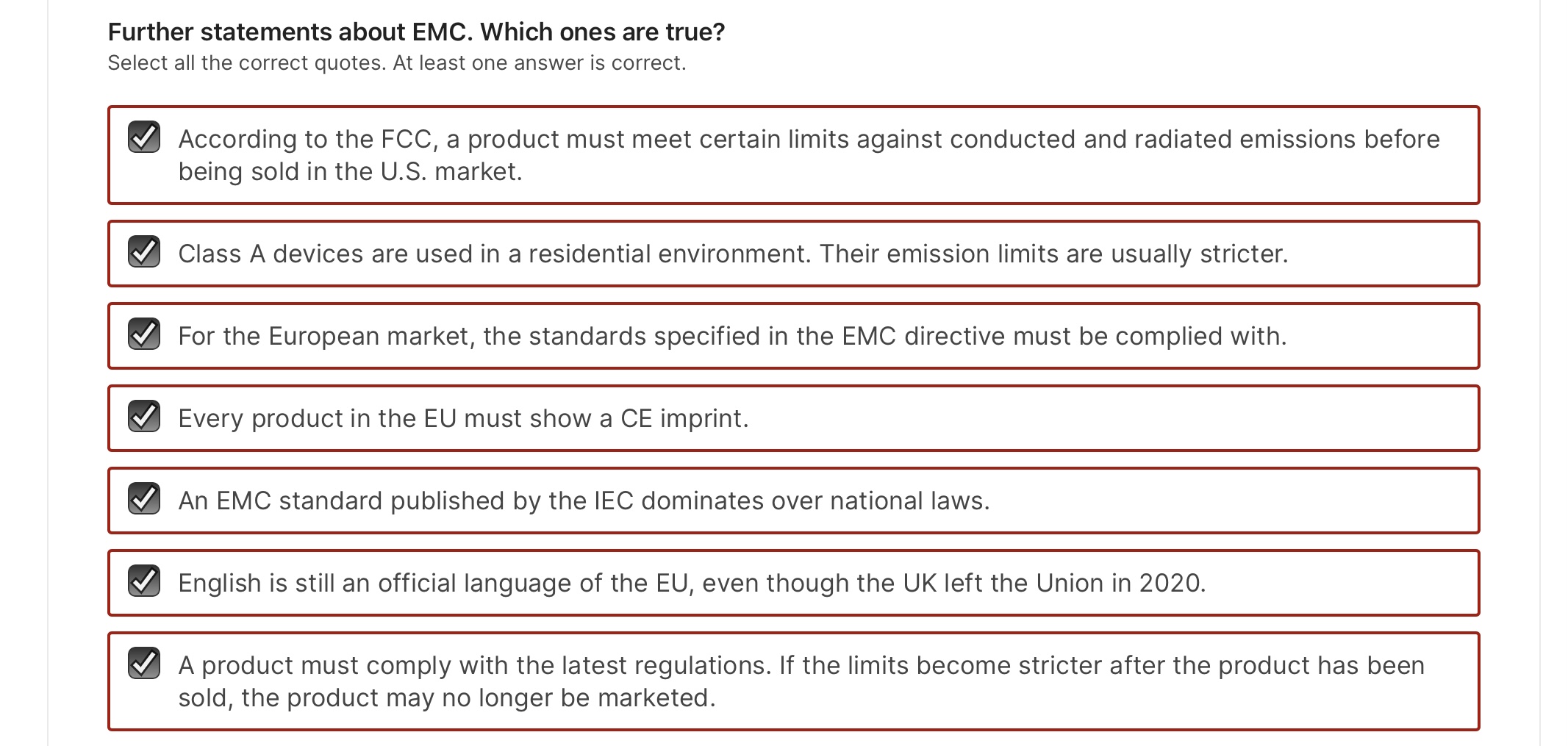 Further statements about EMC. Which ones are true? | Chegg.com