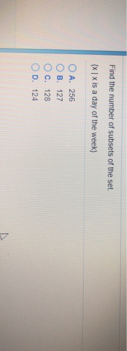 Solved Find the number of subsets of the set. (x x is a day | Chegg.com
