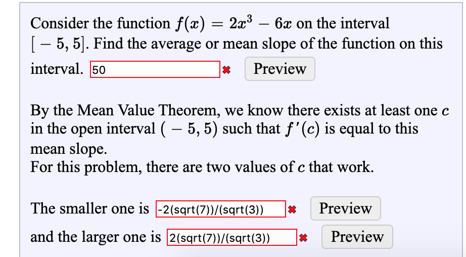 Solved Consider the function f(a) = 2x3 – 6x on the interval | Chegg.com