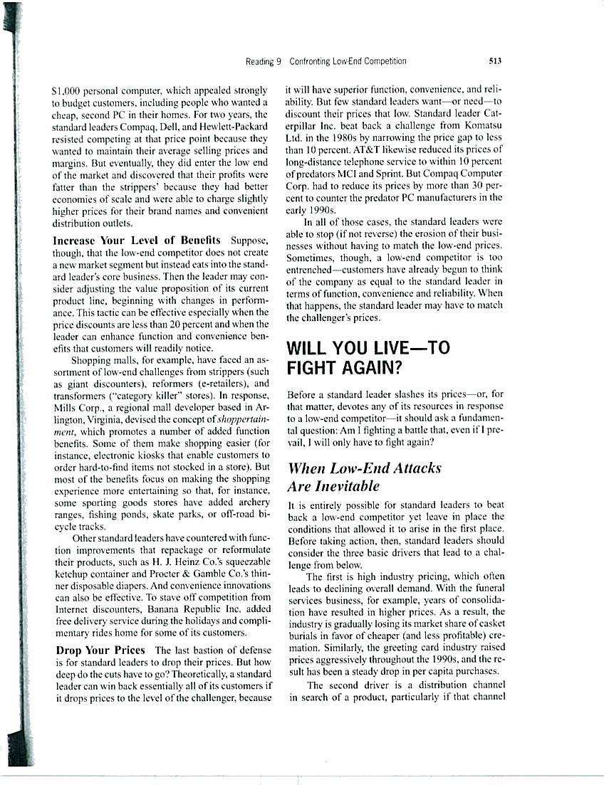 Solved Reading Confronting Low-End Competition Don Potter | Chegg.com