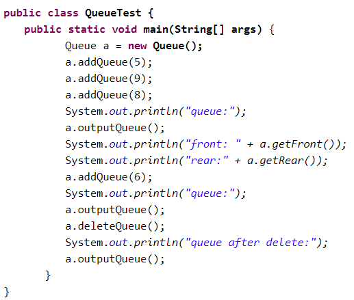 Solved public class QueueTest {public static void | Chegg.com