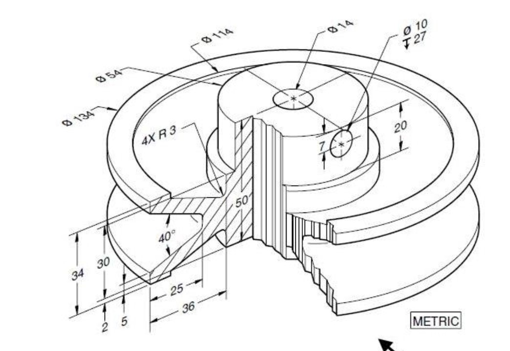 Solved How can I draw this pulley using Solidworks? | Chegg.com