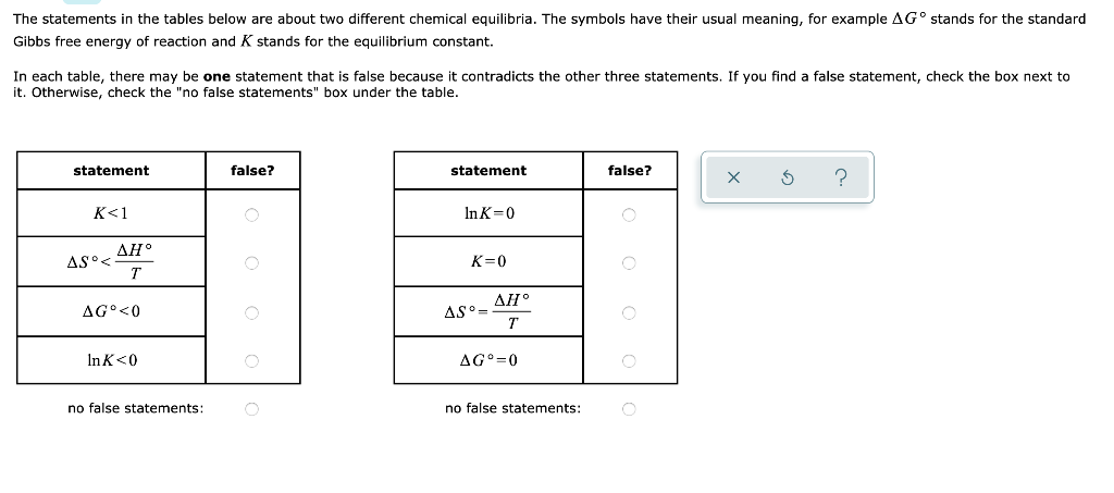Solved The statements in the tables below are about two | Chegg.com