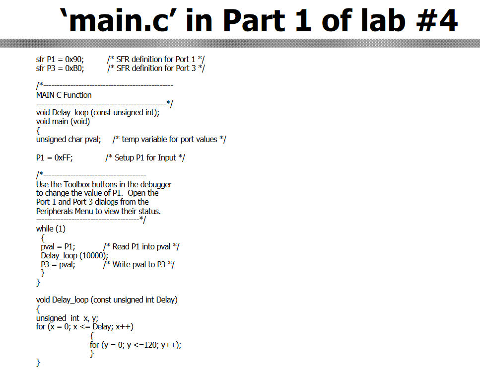 'main.c'in part 1 of ab H4Part 1 of lab #4 Inc P1, | Chegg.com