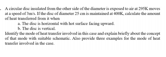 Solved · A circular disc insulated from the other side of | Chegg.com