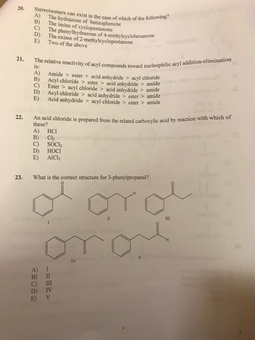 Solved 20. Stereoisomers A) The hydrazone of benzophenone B) | Chegg.com