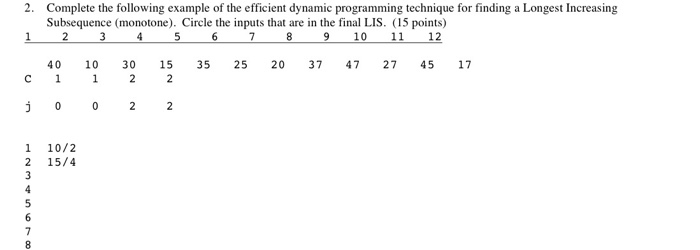 Solved 2. Complete the following example of the efficient | Chegg.com