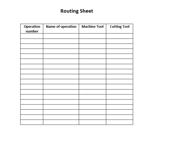 Solved 1. Prepare routing sheet and operation sheet for the | Chegg.com