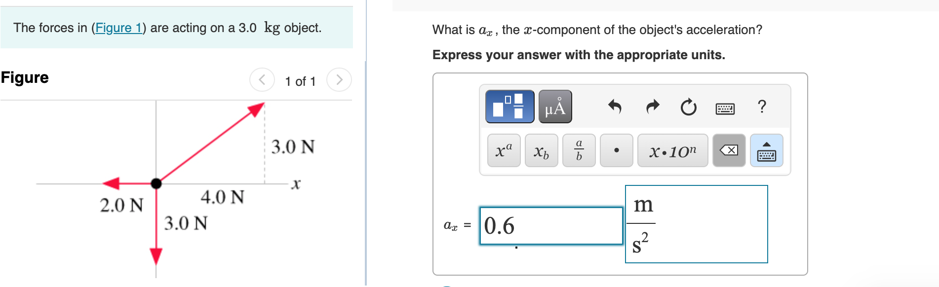 Solved The Forces In Figure 1 Are Acting On A 3 0 Kg