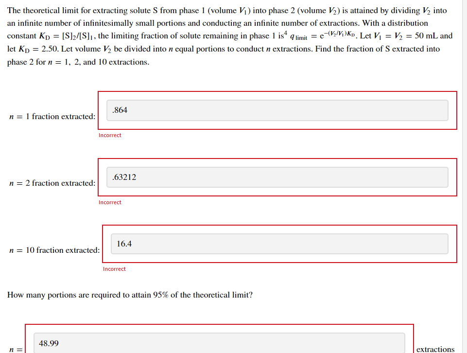 Solved The theoretical limit for extracting solute S from | Chegg.com