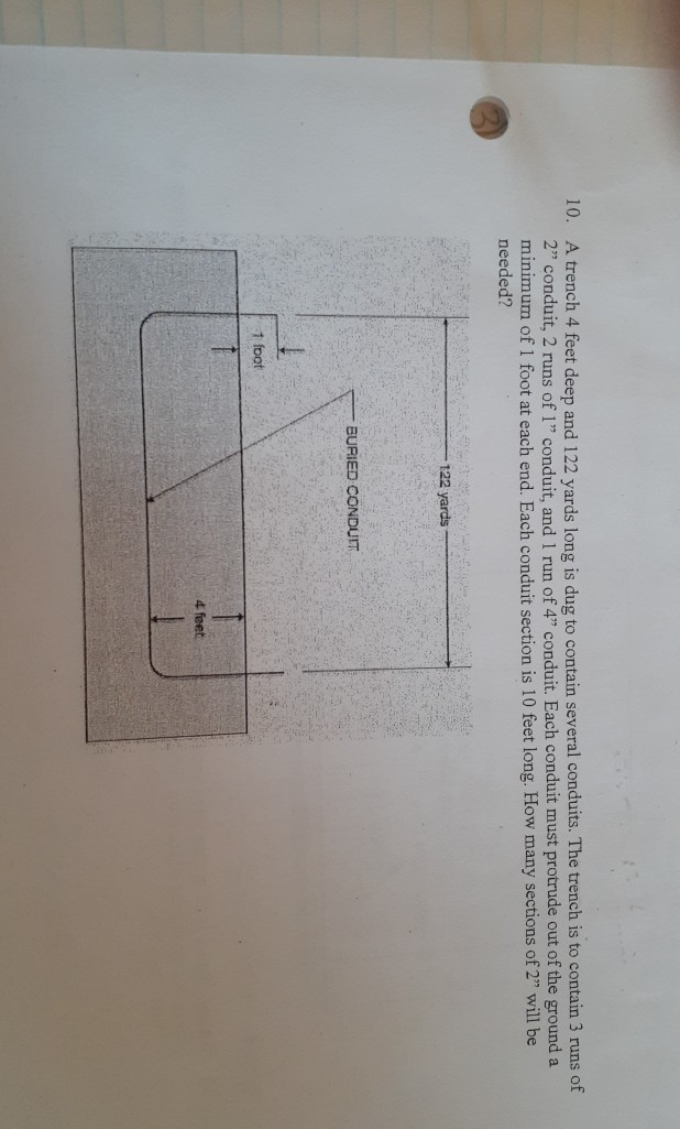 Solved 10. A trench 4 feet deep and 122 yards long is dug to | Chegg.com