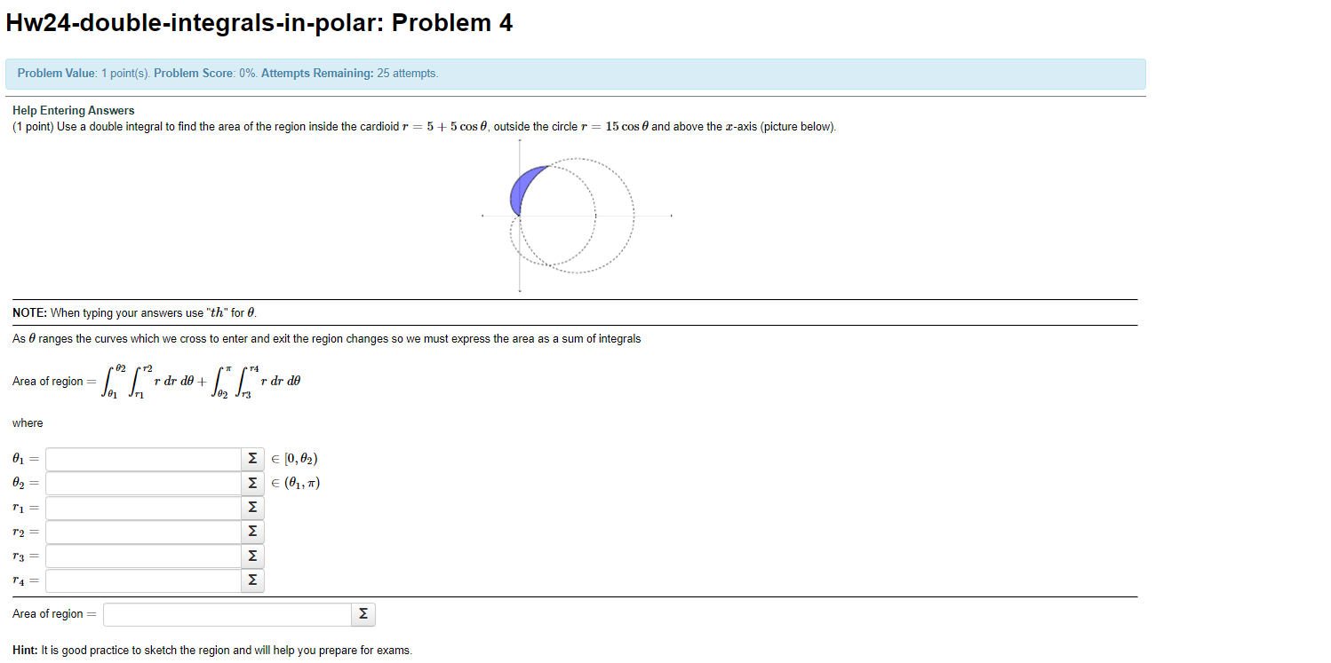 Solved Hw24-double-integrals-in-polar: Problem 4 Problem | Chegg.com
