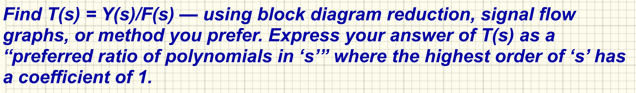 Solved Find T(s) = Y(s)/F(s) - using block diagram | Chegg.com